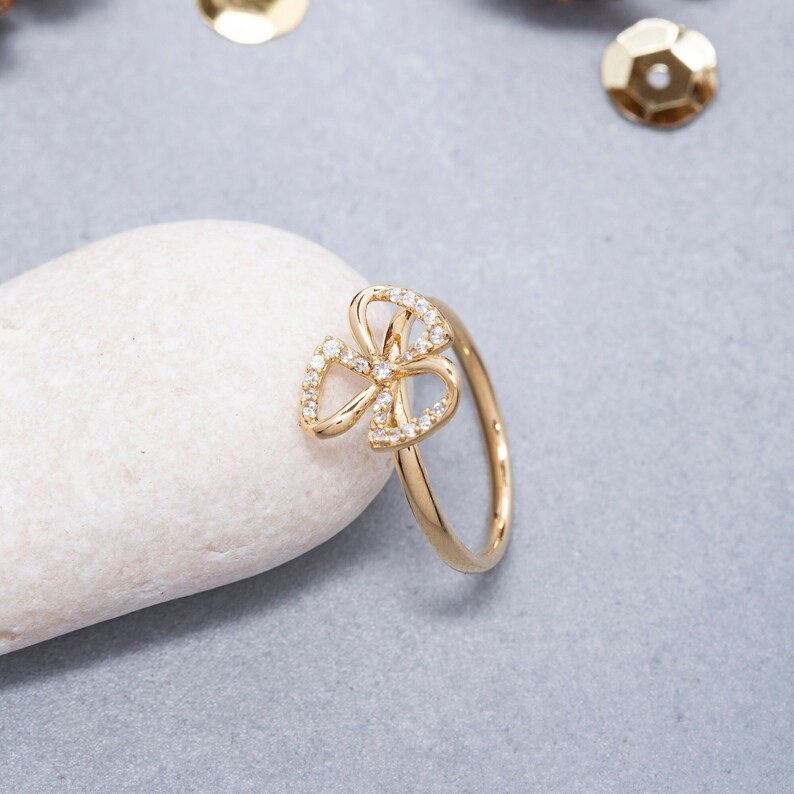14K Solid Gold Flower Ring 925 Sterling Silver Flower Ring - Etsy