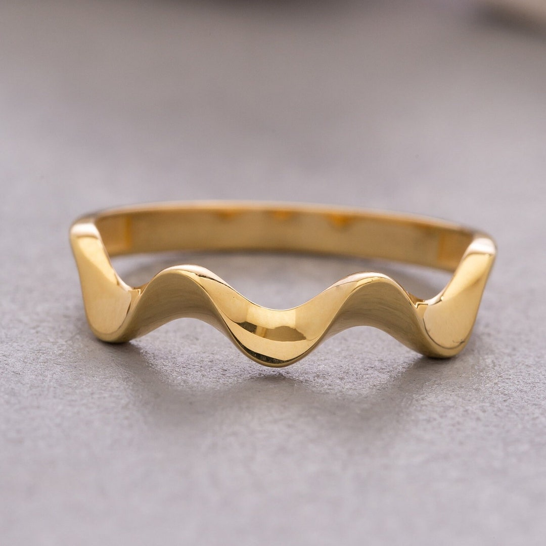 Zig Zag Band Ring, 10K,14K,18K Solid Gold Zig Zag Ring, Sterling Silver ...