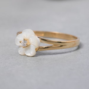 14K Solid Gold Magnolia Flower Ring, 925 Sterling Silver Magnolia ...