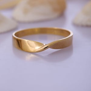 14K Solid Gold Mobius Ring, 925 Sterling Silver Mobius Ring, Gold ...