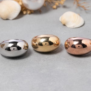 14K Solid Gold Big Dome Ring, 925 Sterling Silver Big Dome Ring, Thick ...