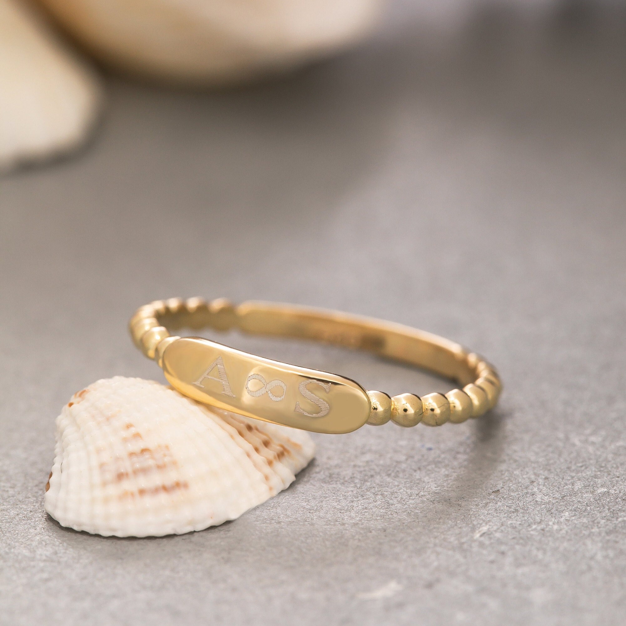 14K Solid Gold Name Ring Sterling Silver Name Ring Signet - Etsy