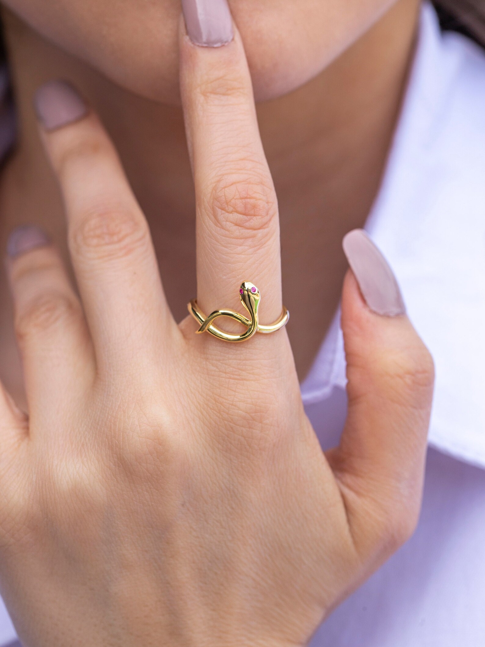 14K Solid Gold Snake Ring 925 Sterling Silver Snake Ring | Etsy