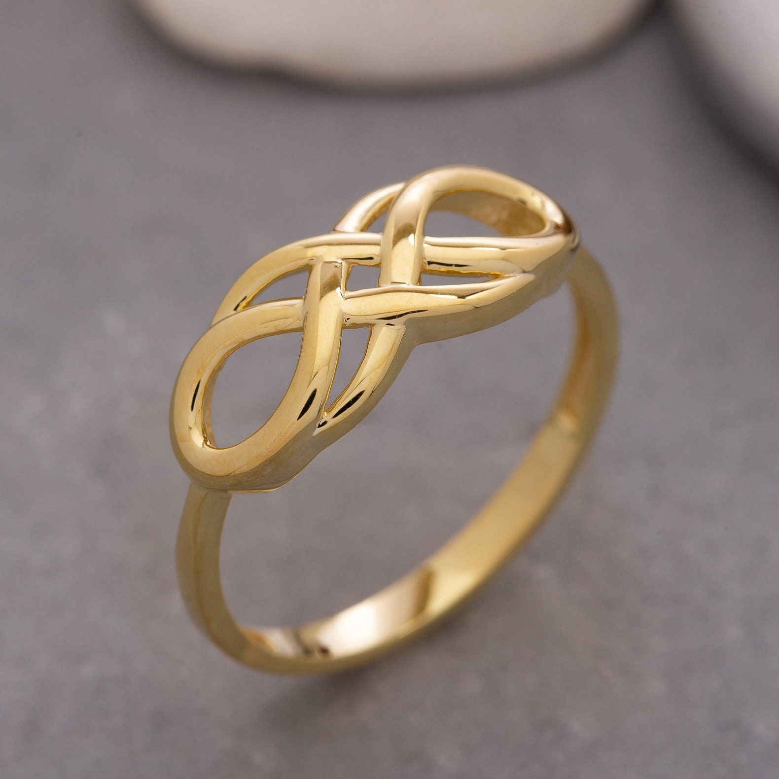 14K Solid Gold Infinity Ring, 925 Sterling Silver Infinity Ring, Dainty ...