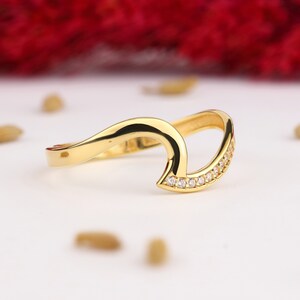 14K Solid Gold Wave Ring, 925 Sterling Silver Wave Ring, Dainty Wave ...