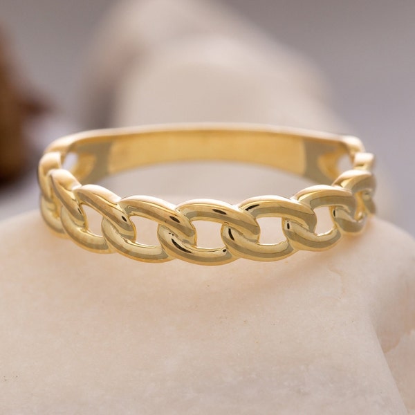 Gold Chain Ring - Etsy
