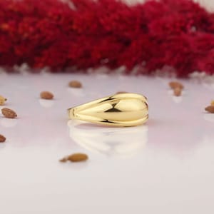 Double Dome Ring, 14k Solid Gold Dome Ring, 925 Sterling Silver Dome ...