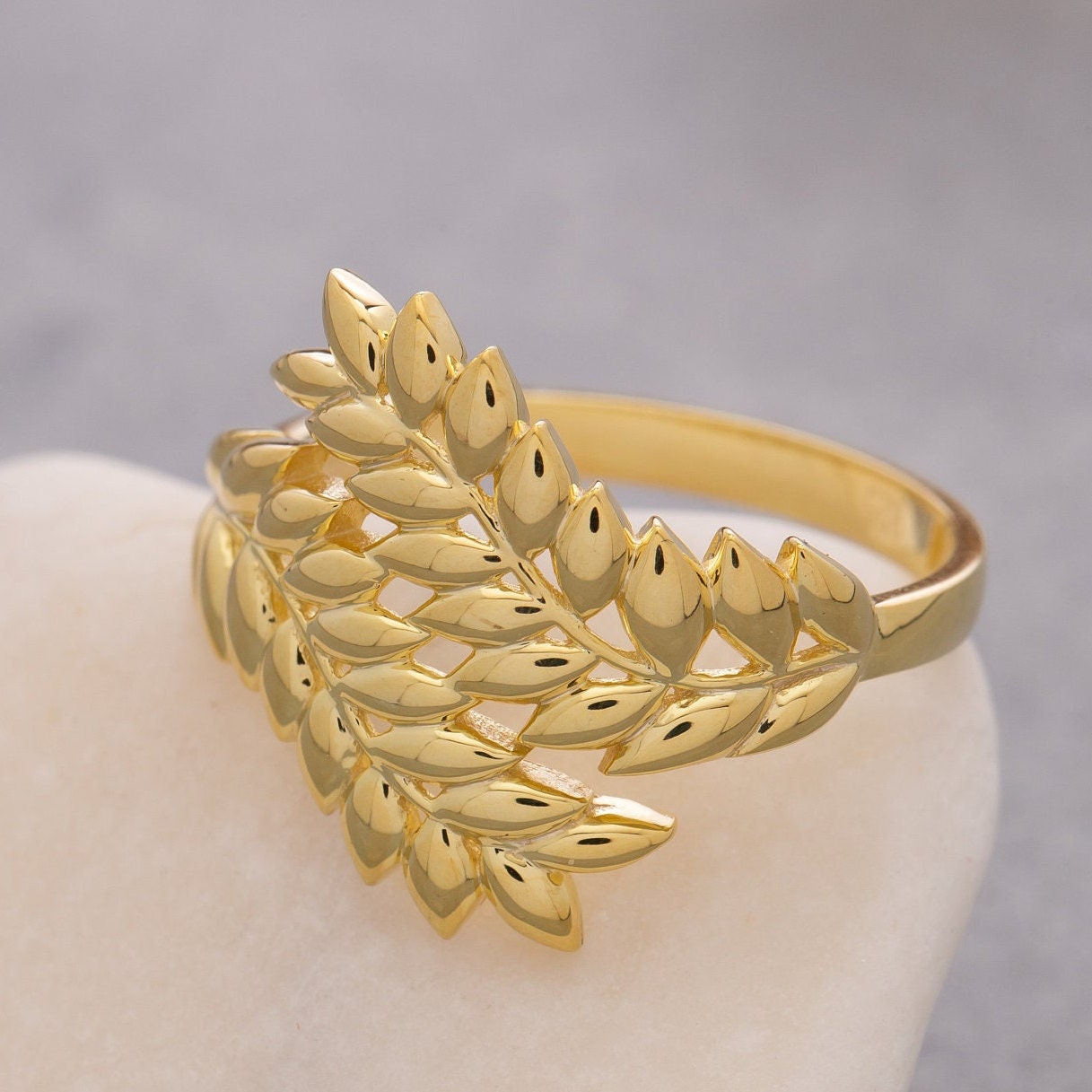 Olive Leaf Ring 14K Solid Gold 925 Sterling Silver Olive - Etsy