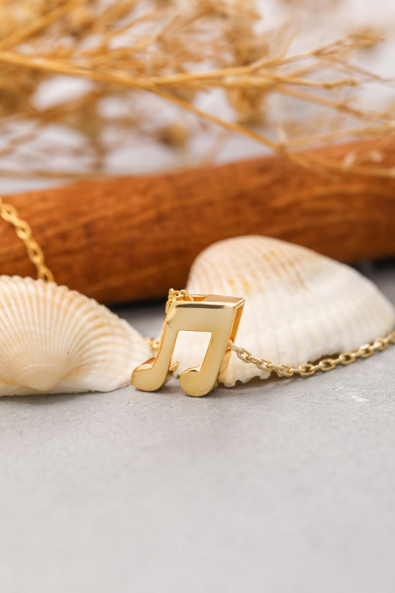 14k Solid Gold Music Note Charm Necklace, 925 Sterling Silver Music ...
