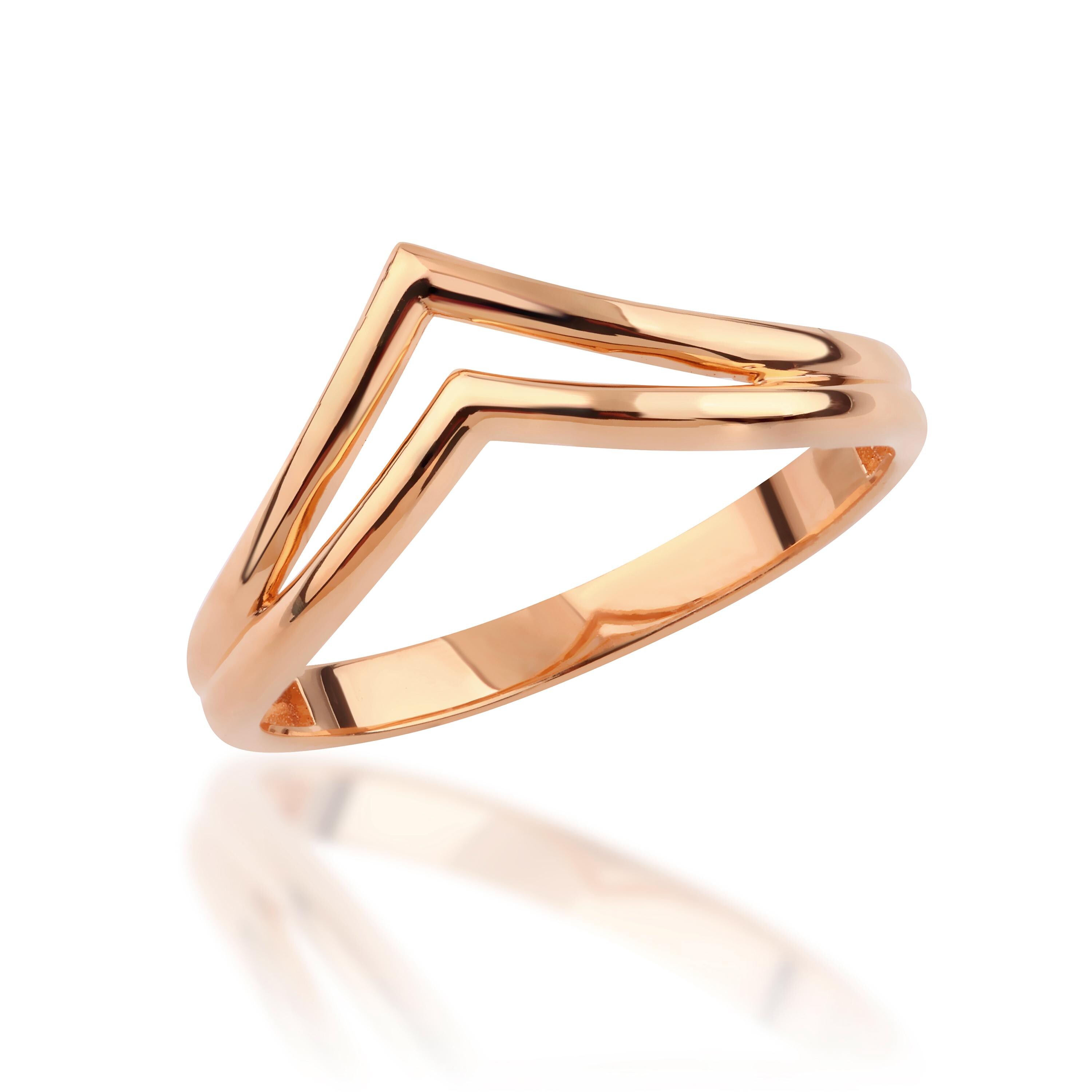 14K Solid Gold V Ring, 925 Sterling Silver V Ring, Chevron Ring, Curved ...