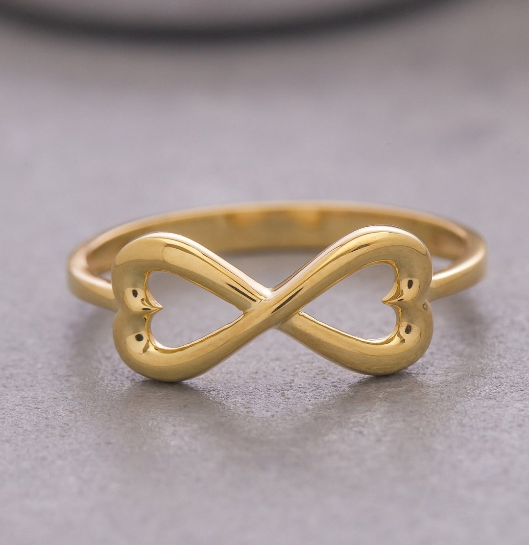Heart and Infinity Ring, 14K Solid Gold Infinity Ring, 925 Sterling ...
