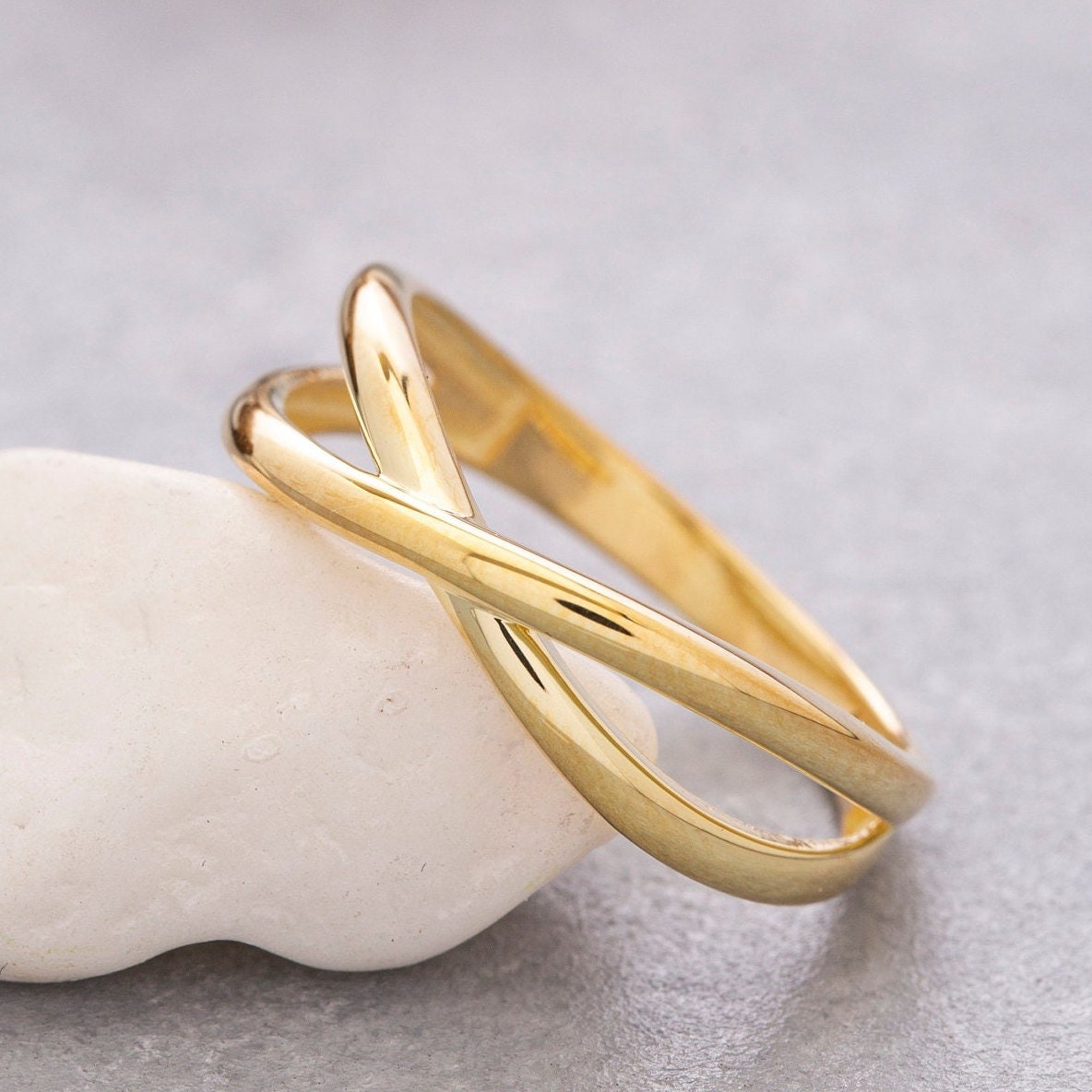 14K Solid Gold Criss Cross Ring 925 Sterling Silver Criss | Etsy