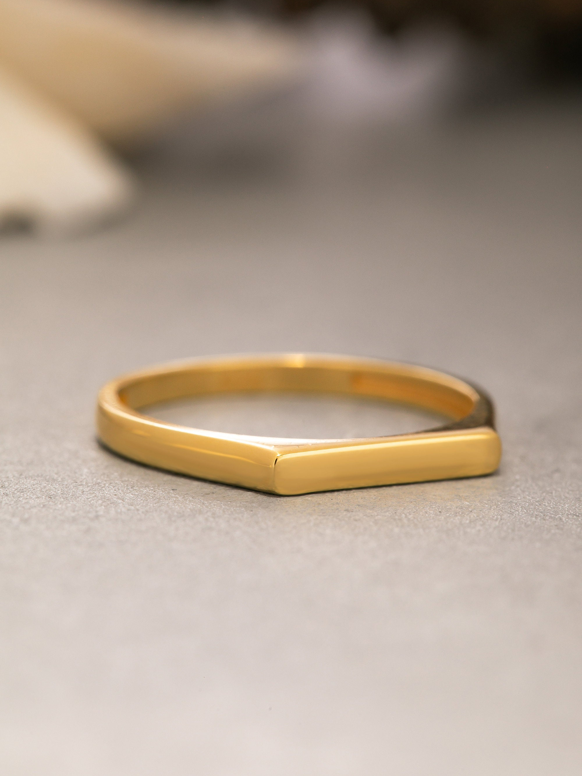 14K Solid Gold Signet Ring 925 Sterling Silver Signet Ring - Etsy