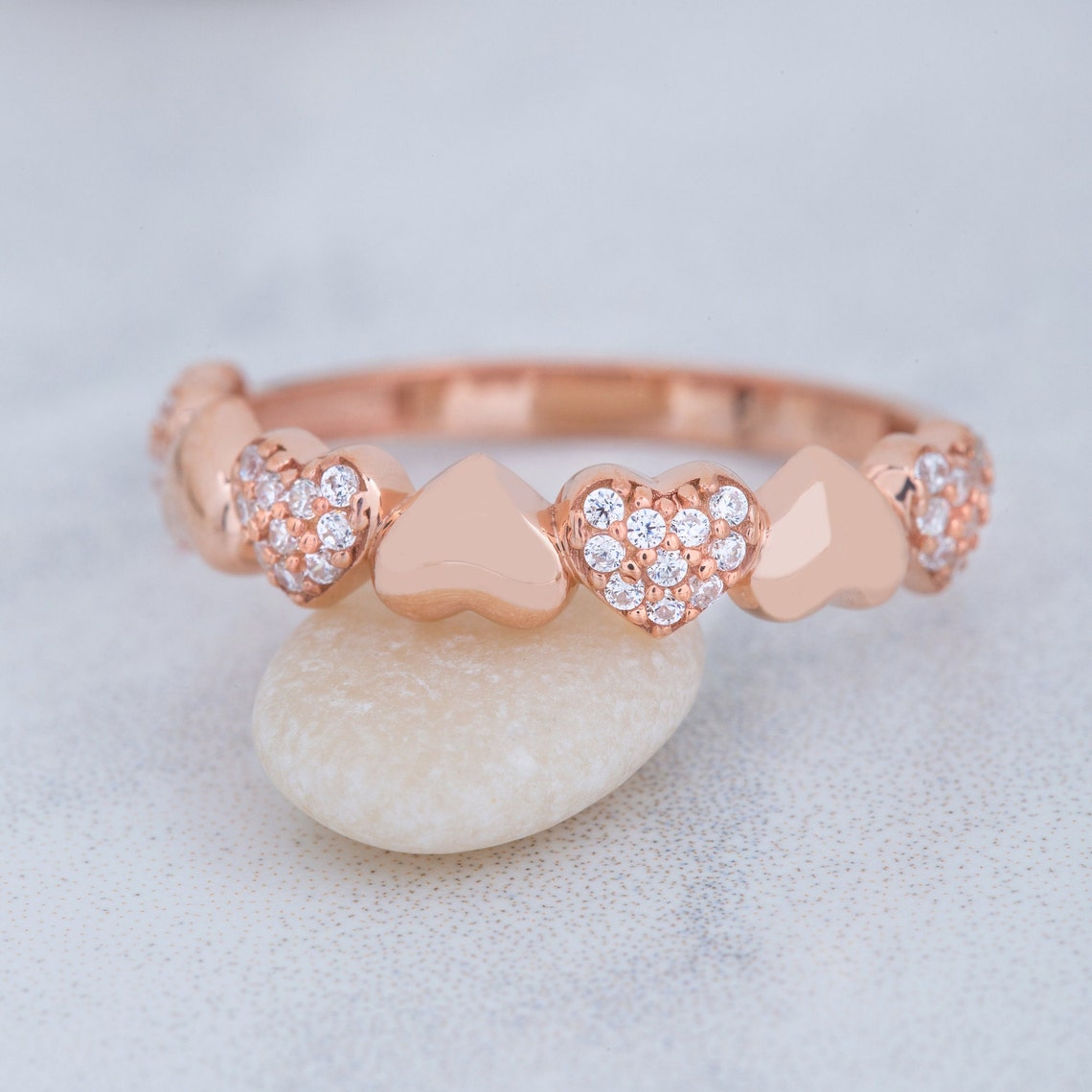 14K Solid Gold Heart Ring 925 Sterling Silver Heart Ring - Etsy