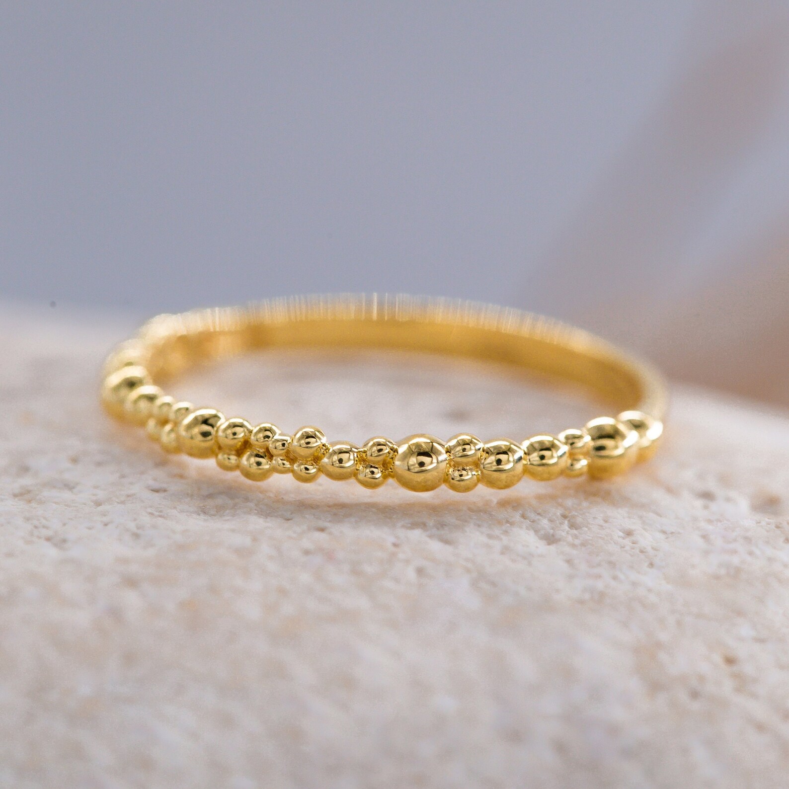 14K Solid Gold Bubble Ring 925 Sterling Silver Bubble Ring - Etsy