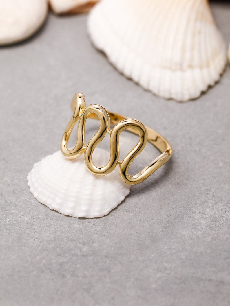 14K Solid Gold Zig Zag Ring 925 Sterling Silver Zig Zag Ring - Etsy