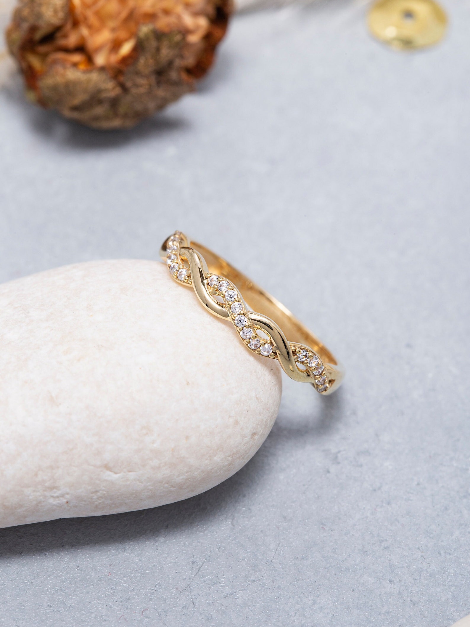 14K Solid Gold Braid Ring 925 Sterling Silver Braid Ring - Etsy