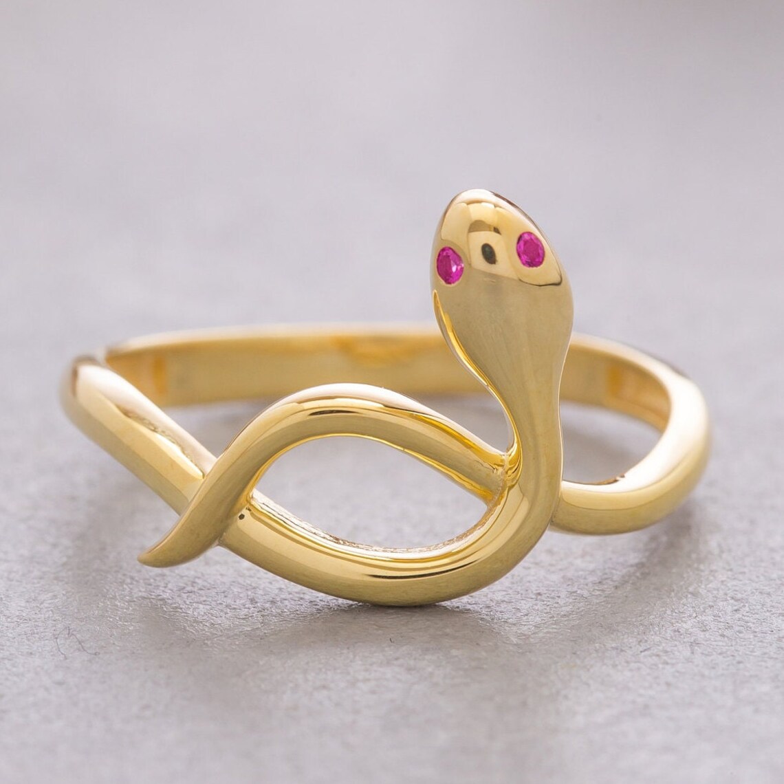 14K Solid Gold Snake Ring 925 Sterling Silver Snake Ring | Etsy
