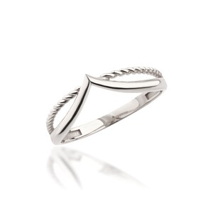 14K Solid Gold V Ring, 925 Sterling Silver V Ring, Chevron Ring ...