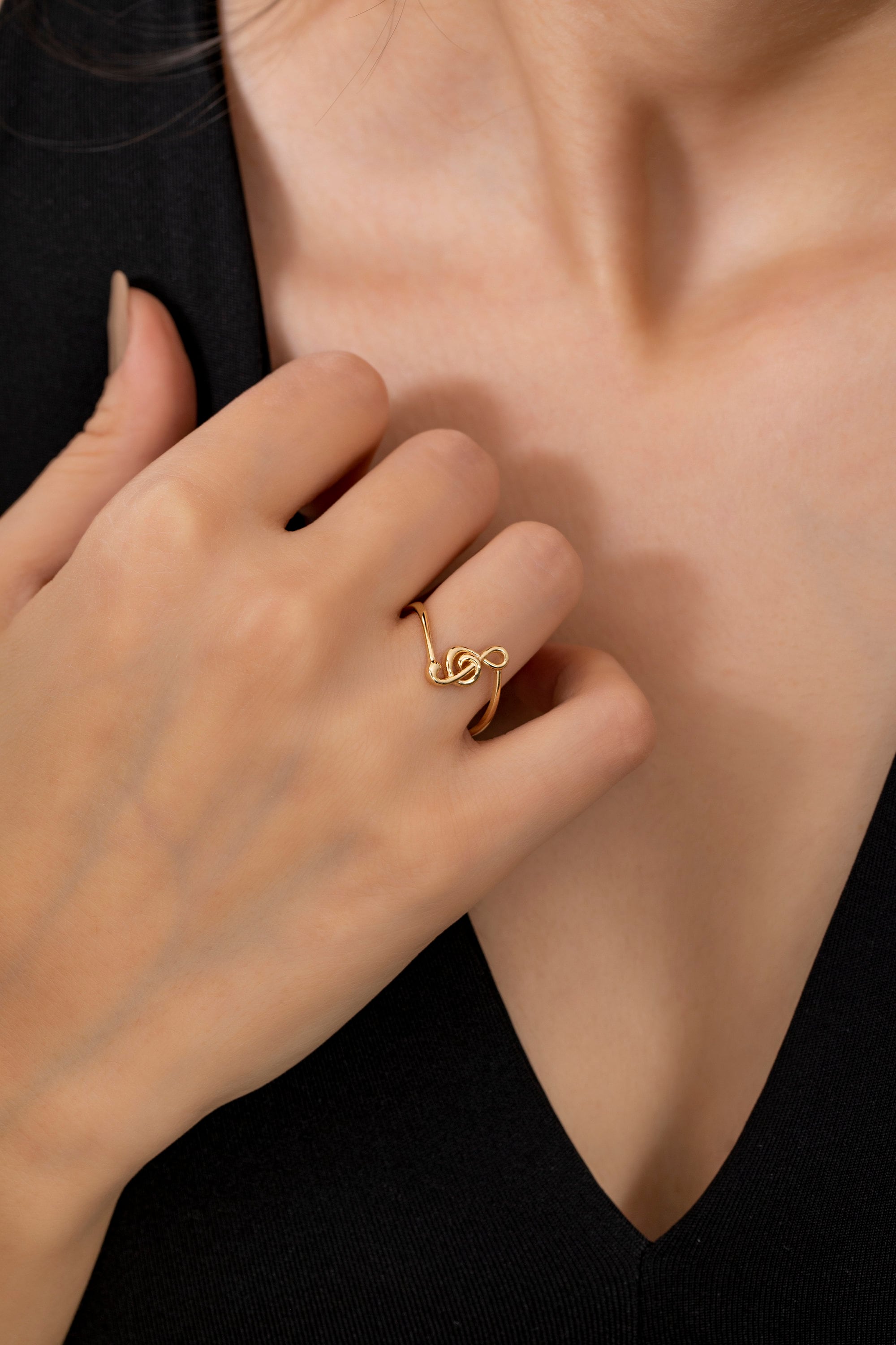 14K Solid Gold Treble Clef Ring, 925 Sterling Silver Treble Clef Ring ...