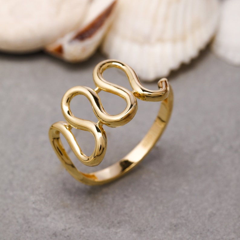 14K Solid Gold Zig Zag Ring 925 Sterling Silver Zig Zag Ring - Etsy