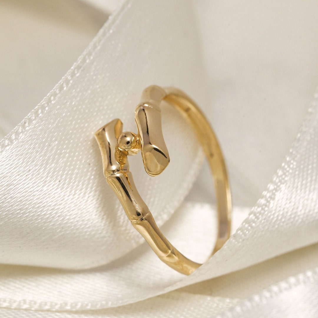 14K Solid Gold Bamboo Ring, 925 Sterling Silver Bamboo Ring, Bamboo ...
