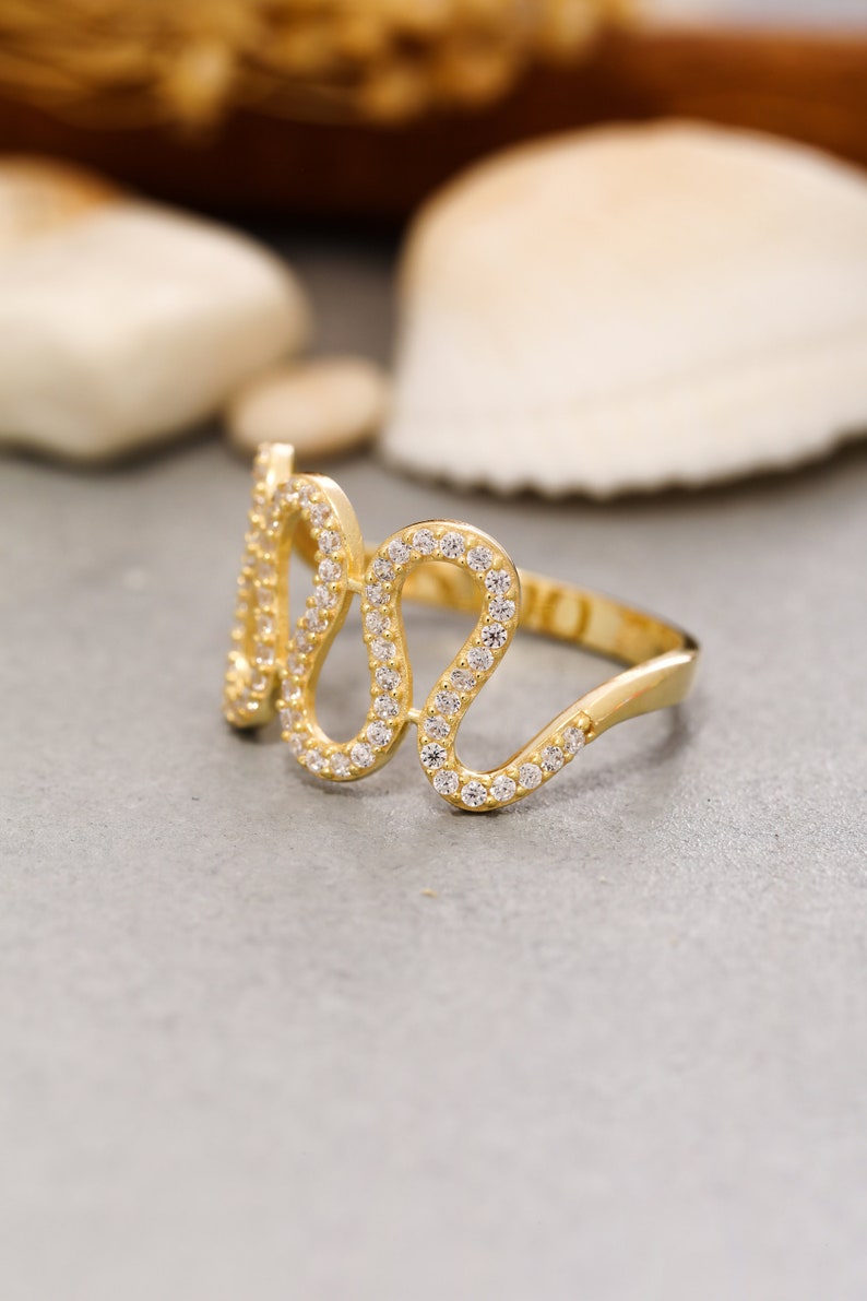 14K Solid Gold Zig Zag Ring 925 Sterling Silver Zig Zag Ring - Etsy