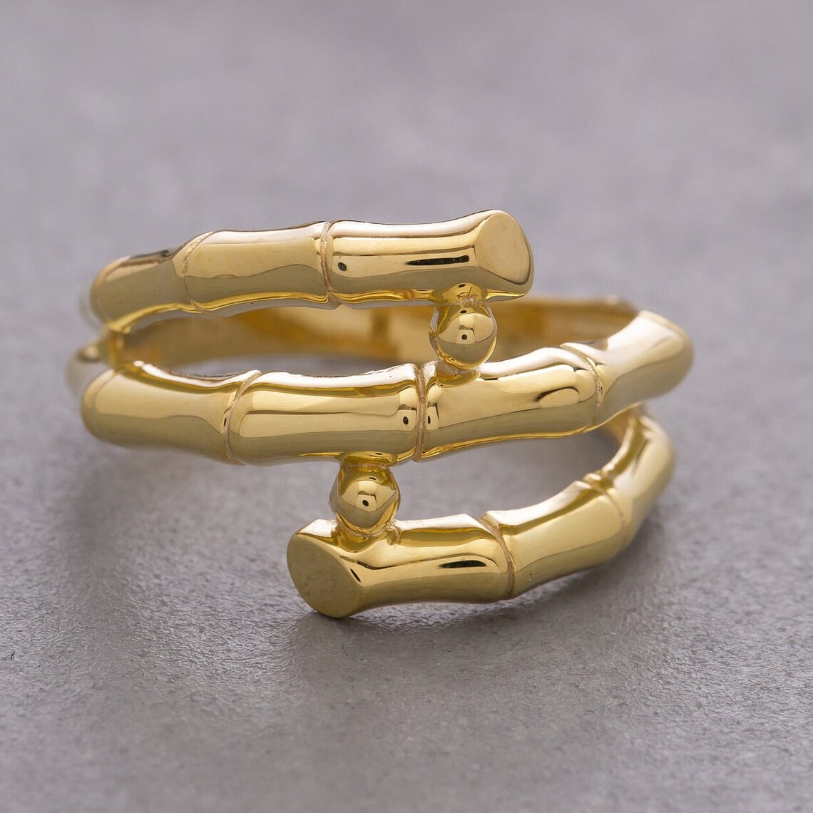 Big Bamboo Ring 14K Solid Gold Bamboo Ring 925 Sterling - Etsy