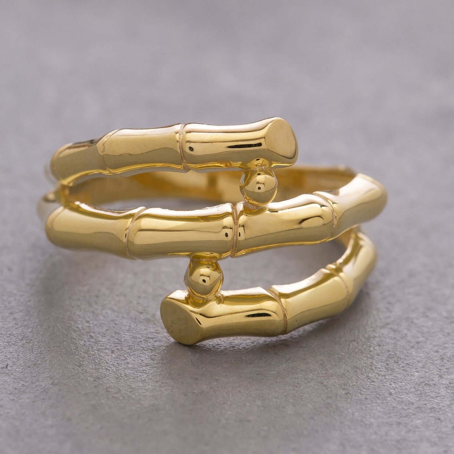Big Bamboo Ring 14K Solid Gold Bamboo Ring 925 Sterling - Etsy