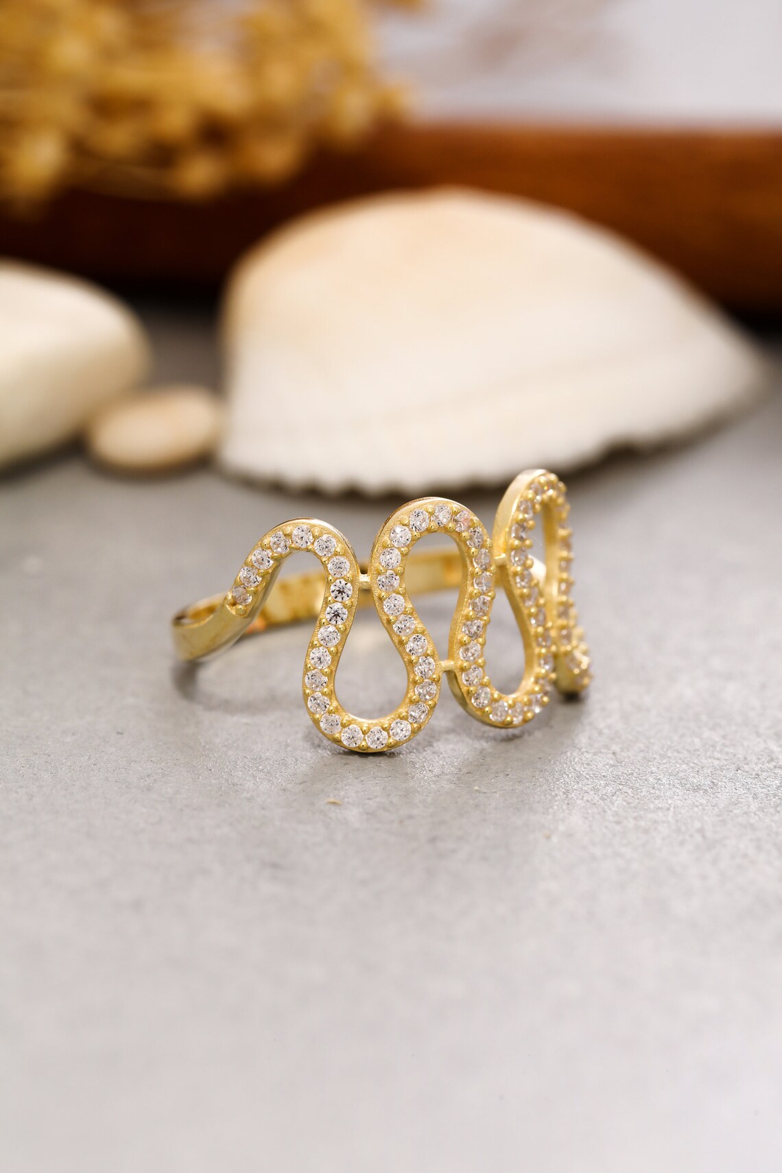 14K Solid Gold Zig Zag Ring 925 Sterling Silver Zig Zag Ring - Etsy