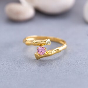 14K Solid Gold Bamboo Ring, 925 Sterling Silver Bamboo Ring, Bamboo ...