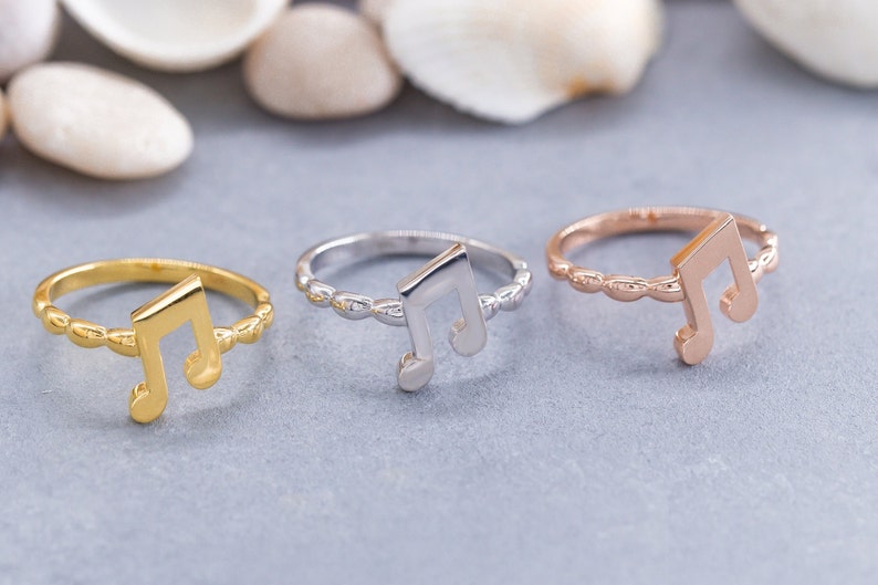 14K Solid Gold Musical Note Ring Sterling Silver Musical Note - Etsy