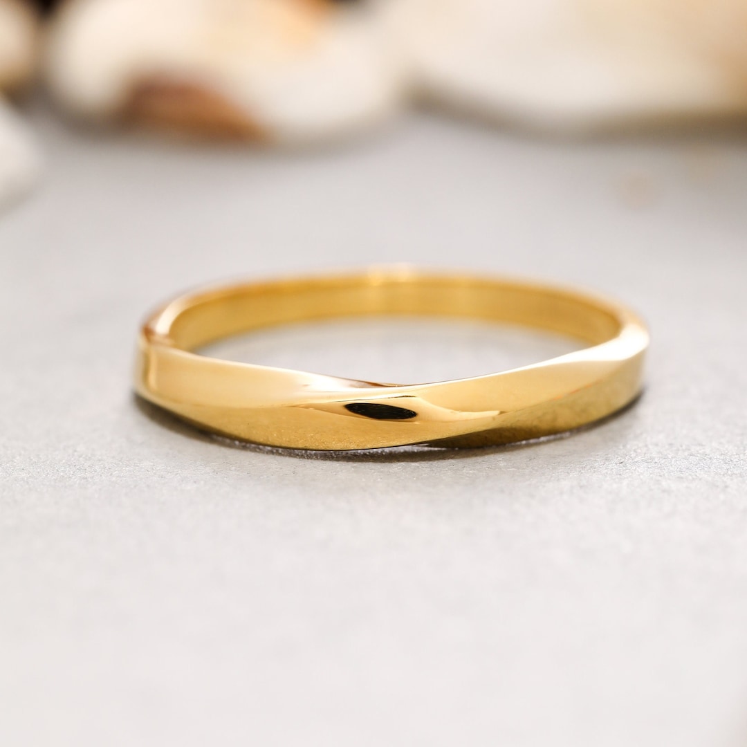 14K Solid Gold Mobius Ring, 925 Sterling Silver Mobius Ring, Gold ...