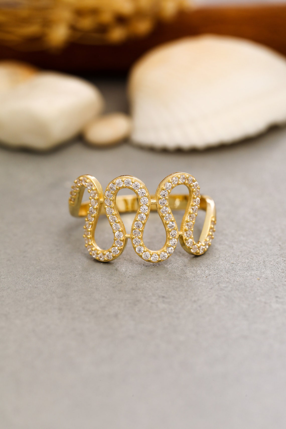 14K Solid Gold Zig Zag Ring 925 Sterling Silver Zig Zag Ring - Etsy