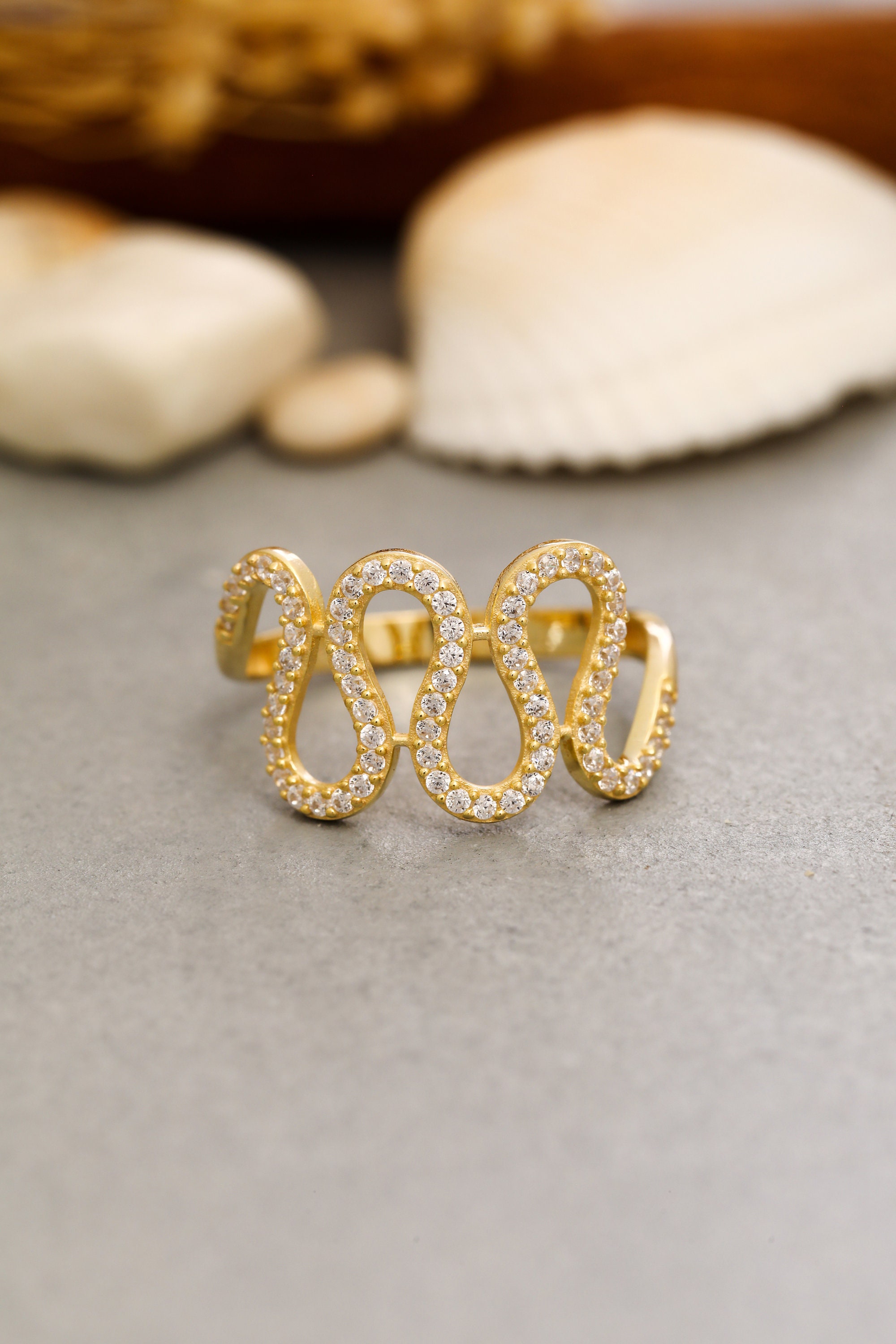 14K Solid Gold Zig Zag Ring 925 Sterling Silver Zig Zag Ring - Etsy