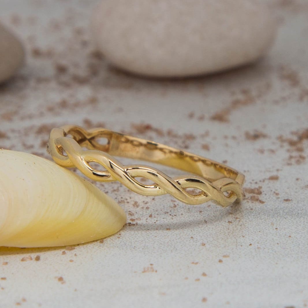 14K Solid Gold Braid Ring 925 Sterling Silver Braid Ring - Etsy