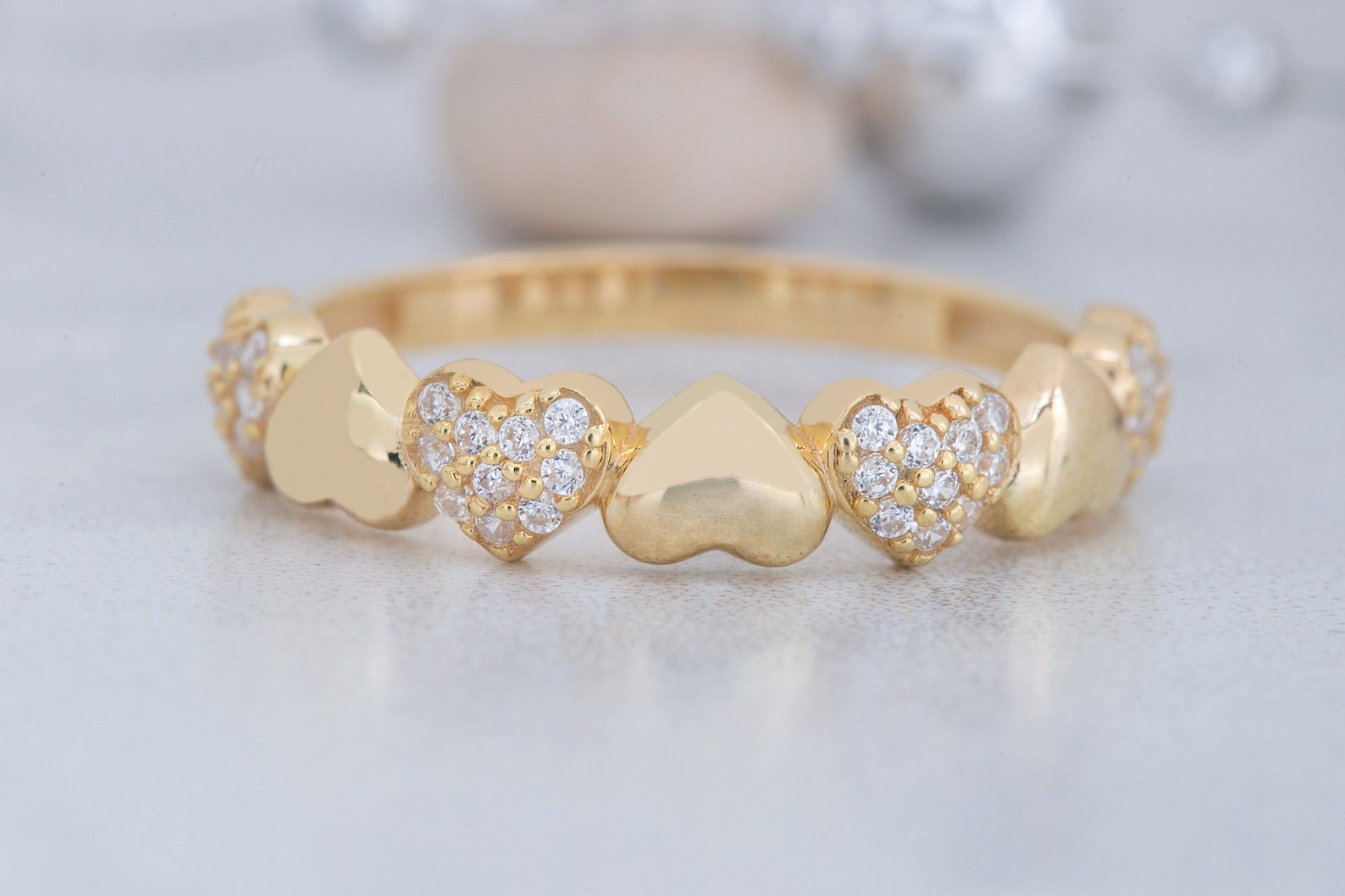 14K Solid Gold Heart Ring 925 Sterling Silver Heart Ring - Etsy