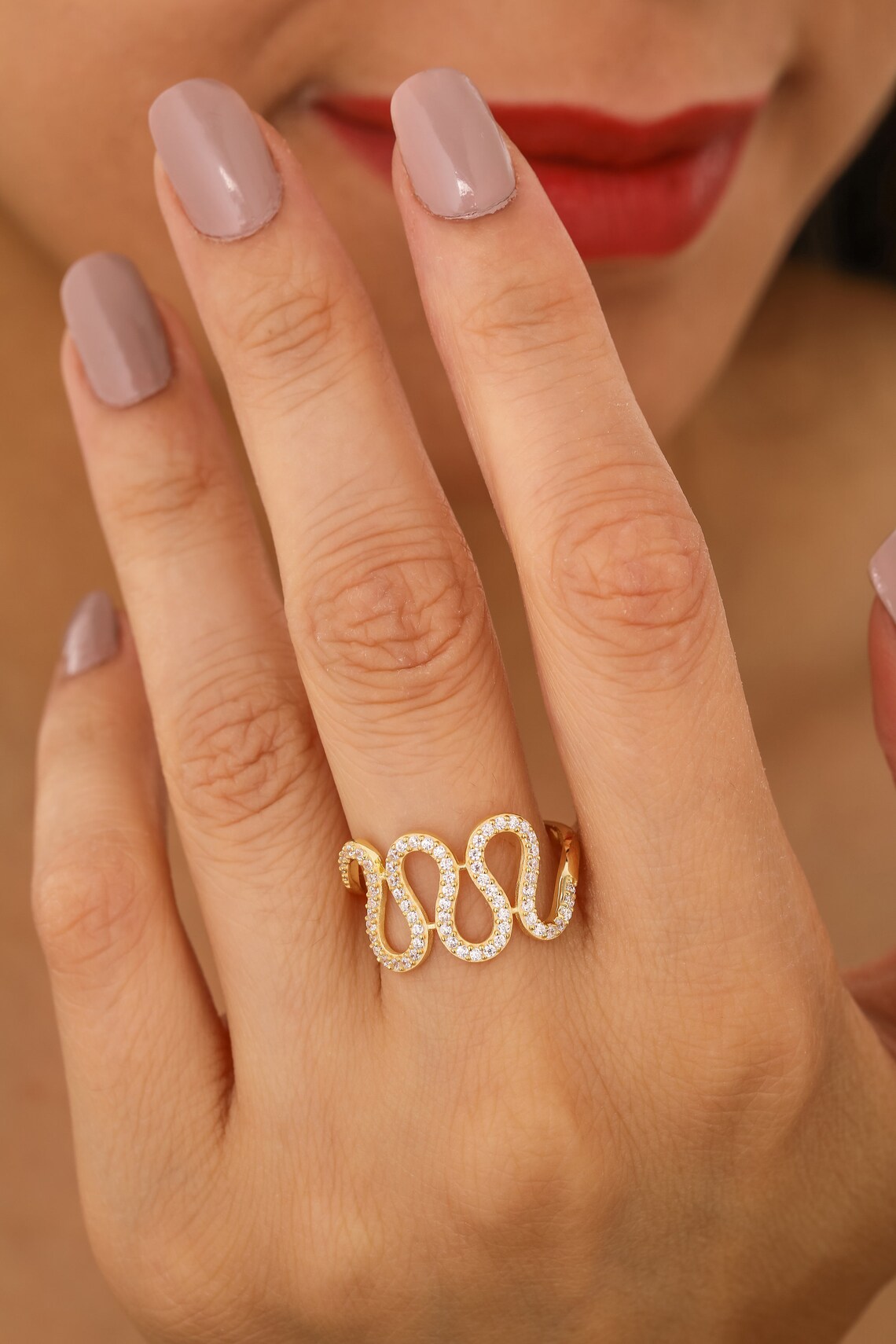 14K Solid Gold Zig Zag Ring 925 Sterling Silver Zig Zag Ring - Etsy