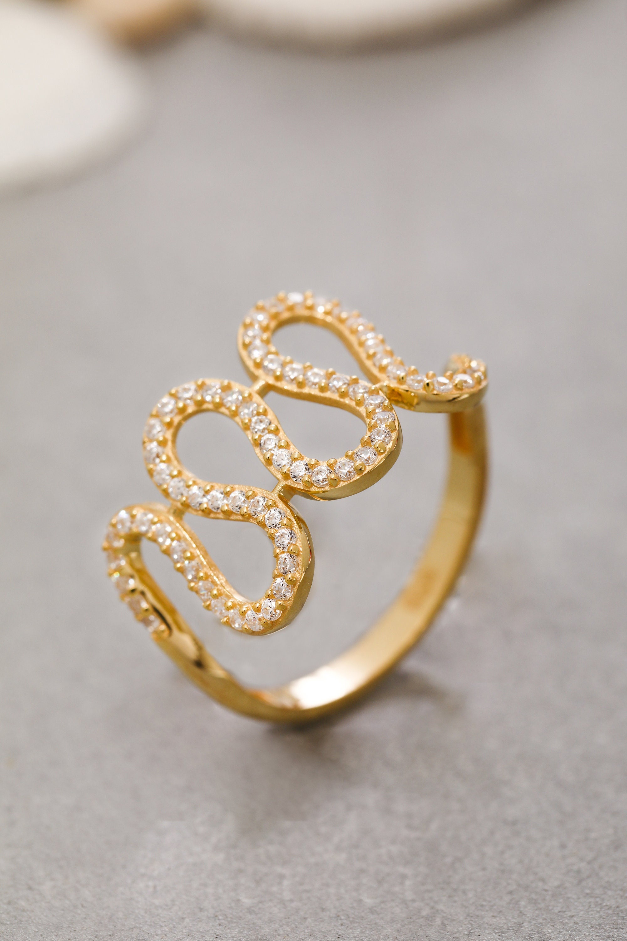 14K Solid Gold Zig Zag Ring 925 Sterling Silver Zig Zag Ring - Etsy