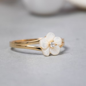 14K Solid Gold Magnolia Flower Ring, 925 Sterling Silver Magnolia ...