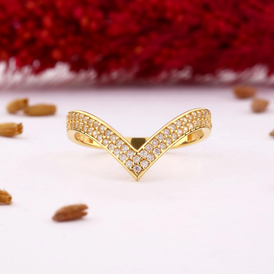14K Solid Gold V Ring, Chevron Ring, Knitted V Ring, Mother's Day Gift ...