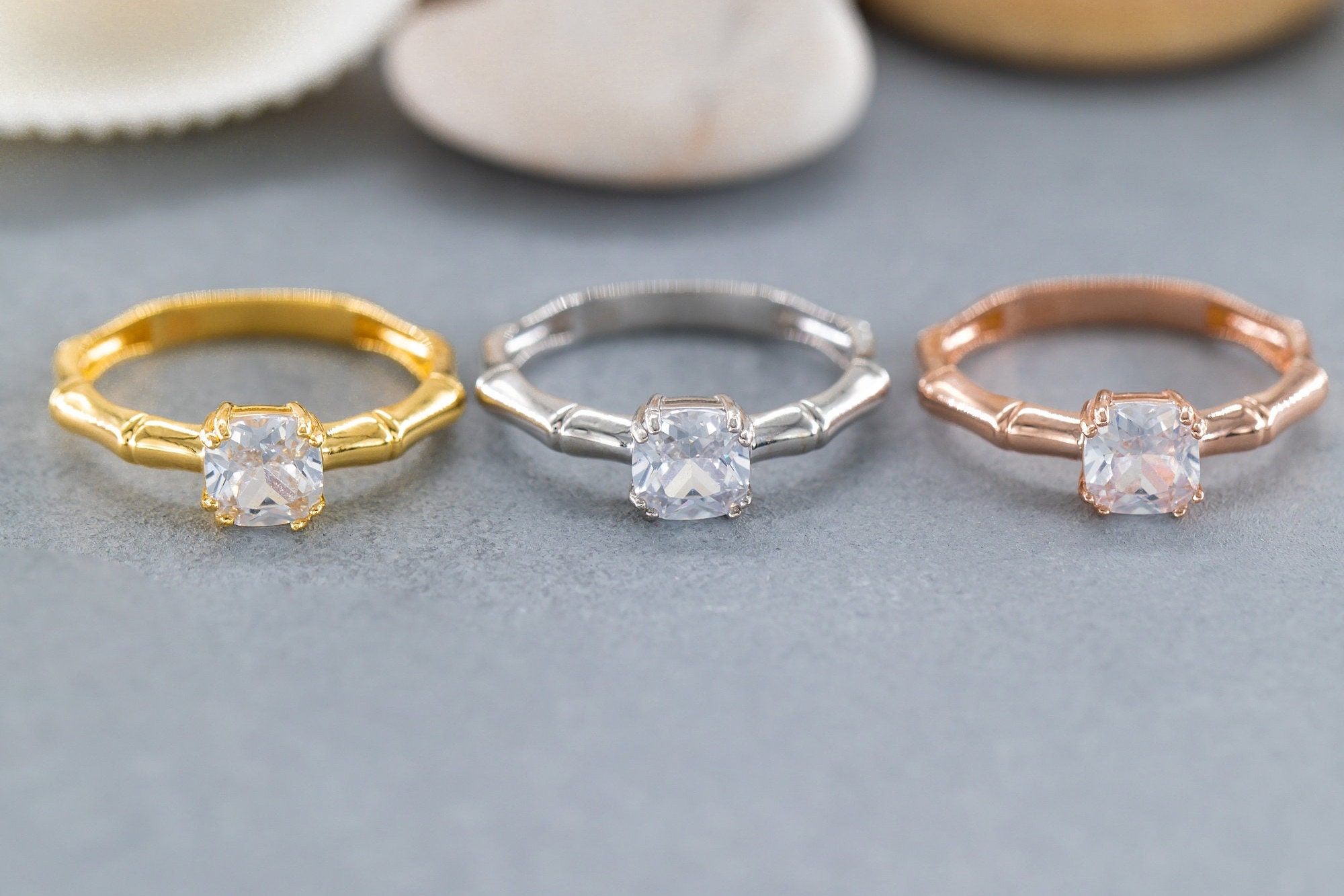 14K Solid Gold Bamboo Ring 925 Sterling Silver Bamboo Ring - Etsy