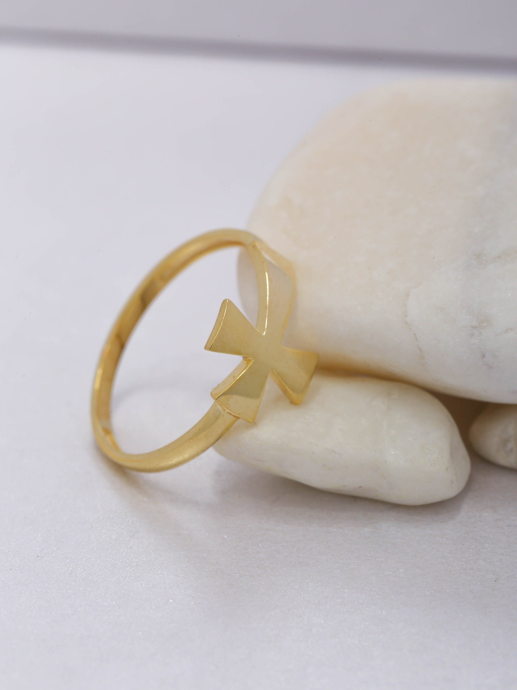 14K Solid Gold Cross Ring 925 Sterling Silver Cross Ring - Etsy
