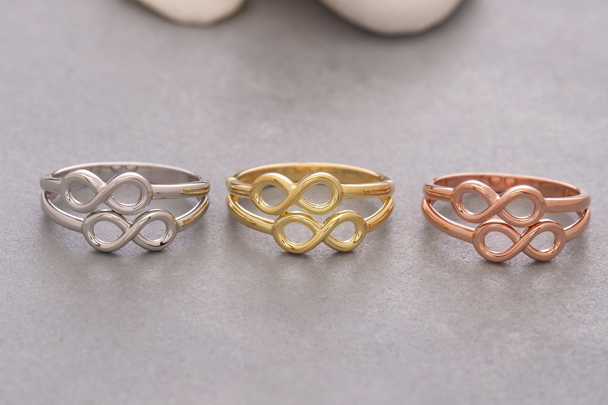 Double Infinity Ring 14K Solid Gold Infinity Ring 925 - Etsy
