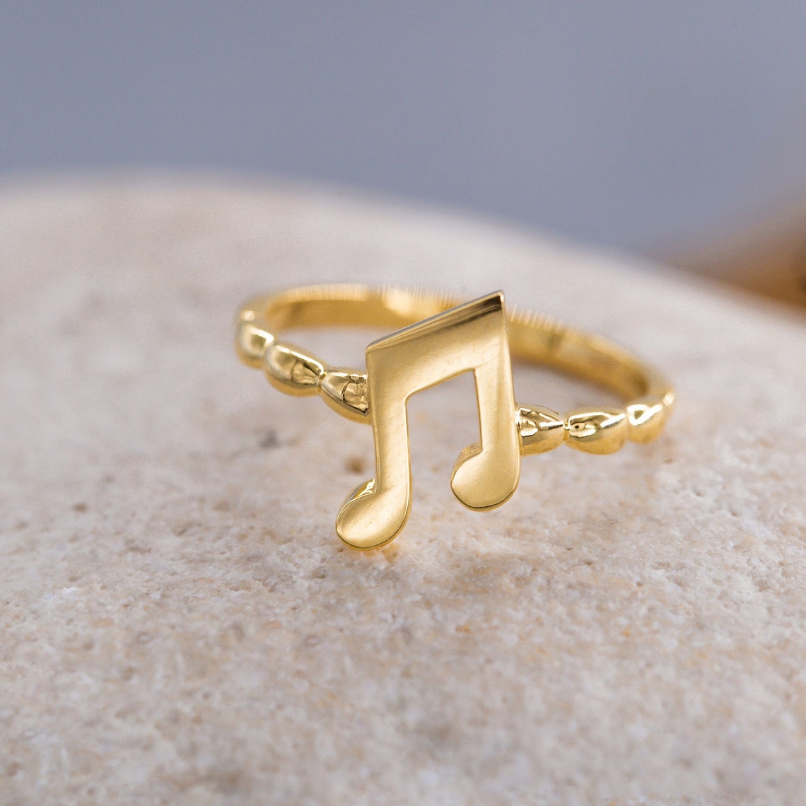 14K Solid Gold Musical Note Ring Sterling Silver Musical Note - Etsy