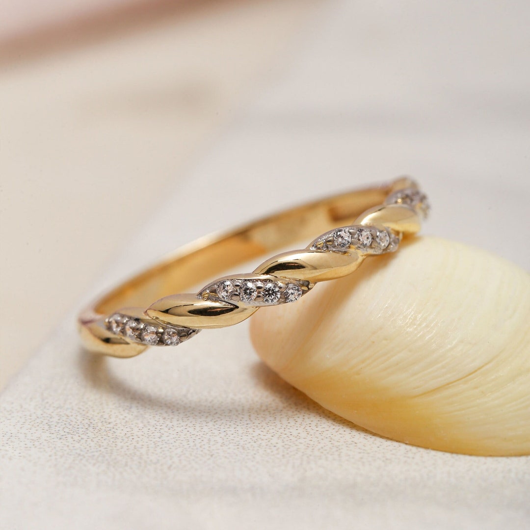 14K Gold Braid Ring, 925 Sterling Silver Braid Ring, Rope Ring, Elegant ...