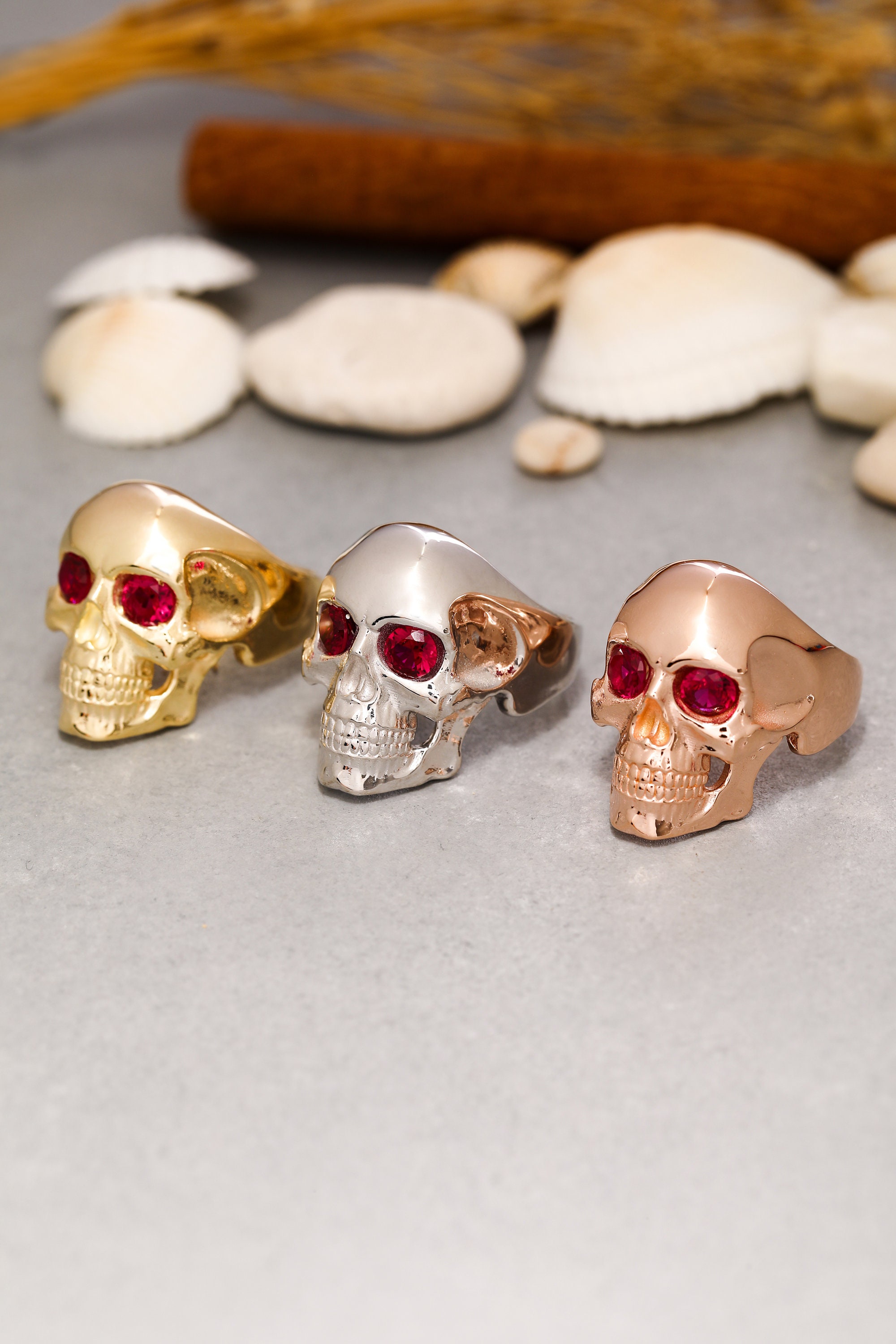 14K Solid Gold Skull Ringsterling Silver Skull Ring Cubic - Etsy