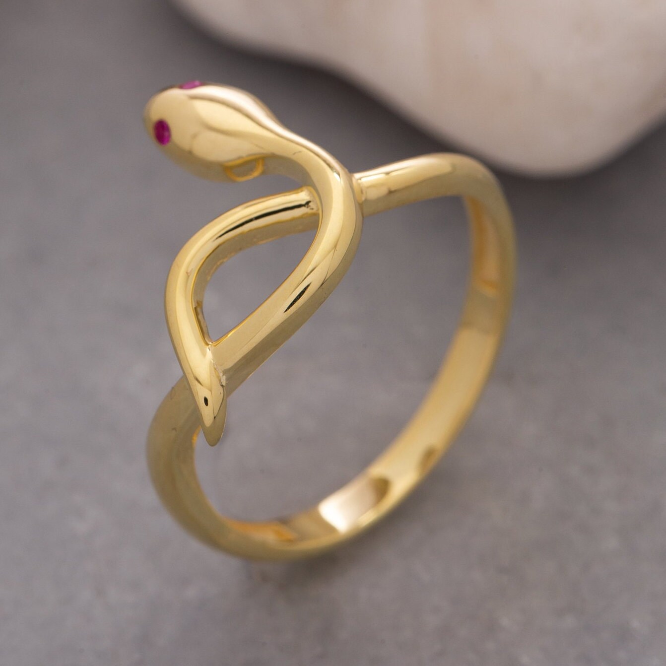 14K Solid Gold Snake Ring 925 Sterling Silver Snake Ring - Etsy