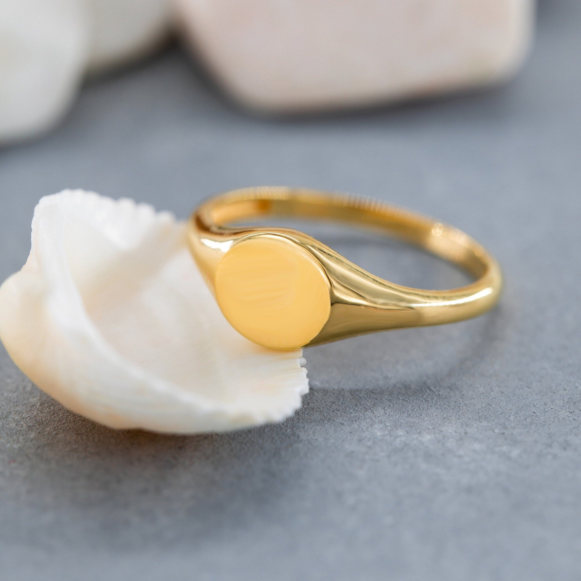 14K Solid Gold Signet Ring Sterling Silver Signet Ring - Etsy