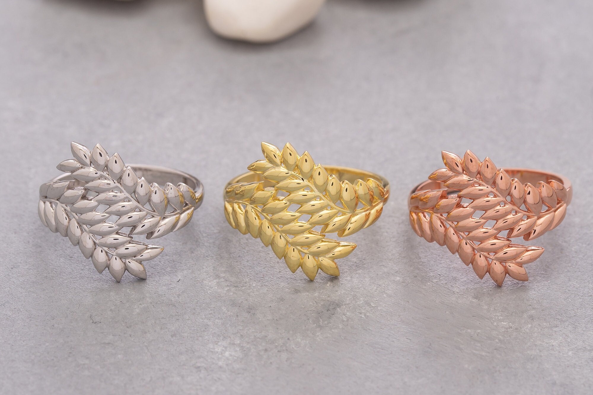 Olive Leaf Ring 14K Solid Gold 925 Sterling Silver Olive - Etsy